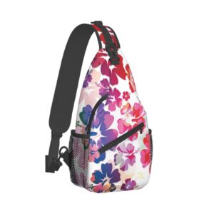 Hawaiian Flower Print Chest Bag Diagonally Sling Backpack Men Women Travel By Multifunctional Outdoor Sports Daypack