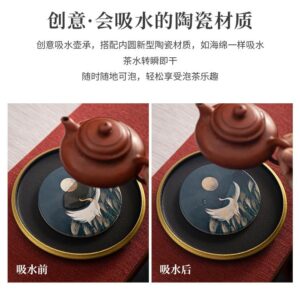 Creative Quick Drying Water Absorbing Tea Tray, Ceramic Dry Foam Table. Size: 6.4 * 6.4 * 0.7 inches (A1)