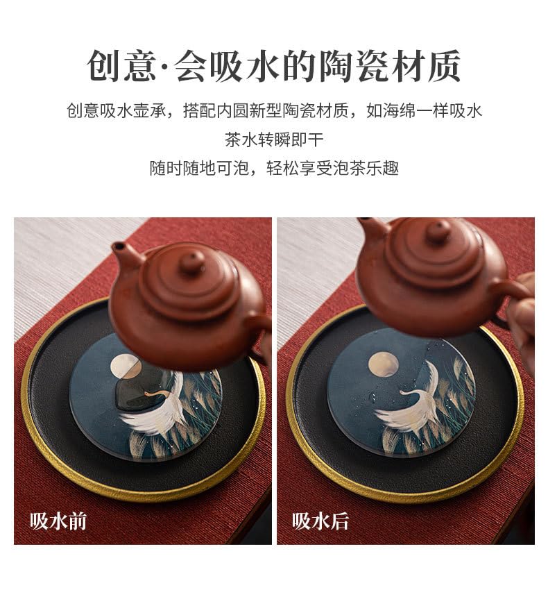 Creative Quick Drying Water Absorbing Tea Tray, Ceramic Dry Foam Table. Size: 6.4 * 6.4 * 0.7 inches (A1)