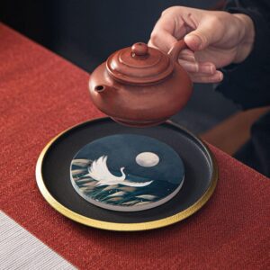 Creative Quick Drying Water Absorbing Tea Tray, Ceramic Dry Foam Table. Size: 6.4 * 6.4 * 0.7 inches (A1)