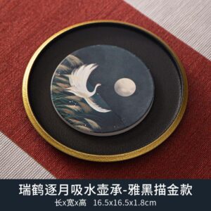 Creative Quick Drying Water Absorbing Tea Tray, Ceramic Dry Foam Table. Size: 6.4 * 6.4 * 0.7 inches (A1)