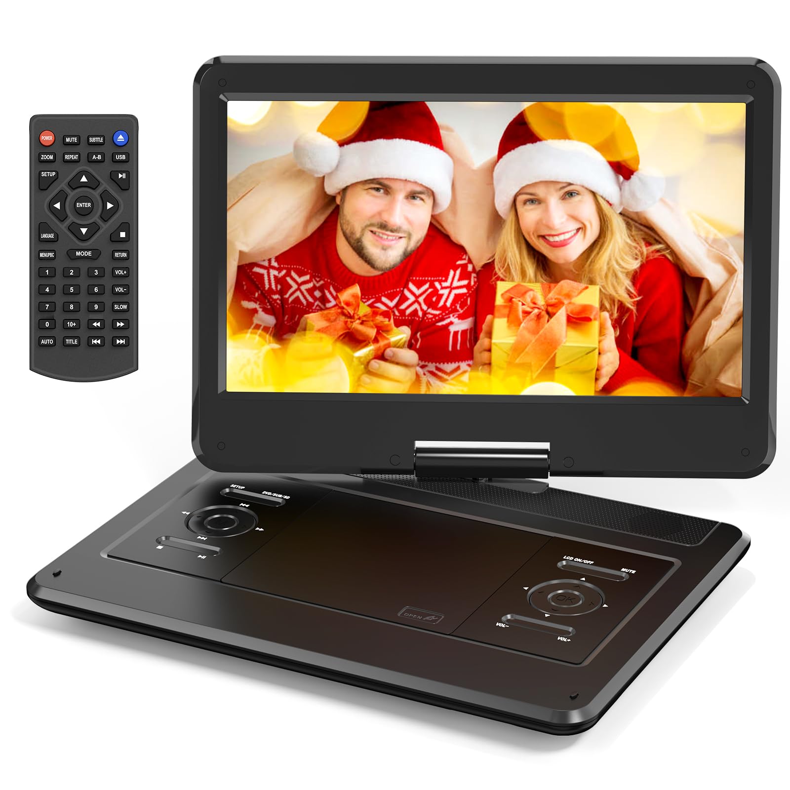 16.9" Portable DVD Player with 14.1" Large HD Screen, 4-6 Hours Rechargeable Battery, Car DVD Player,Regions Free,Dual Speakers, Support CD/DVD/SD Card/USB,[Not Support Blu-Ray]…