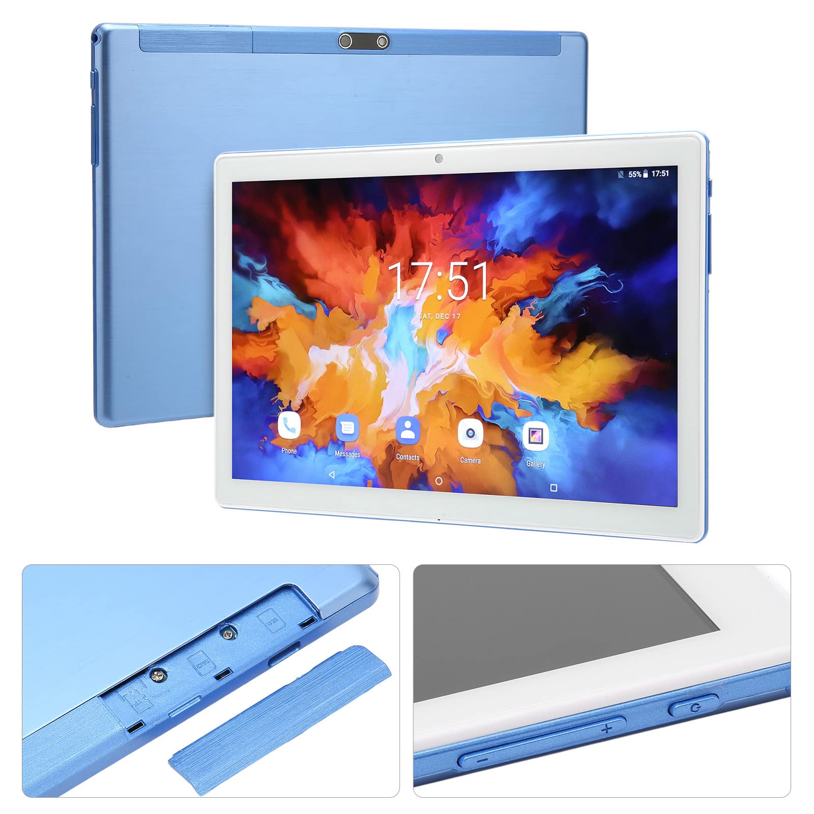 GLOGLOW Gaming Tablet, Office Tablet 5G WiFi Quad Core 10.1 Inch 8GB RAM 128GB ROM for School (Blue)