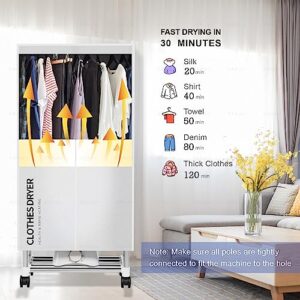 Clothes Dryer, Portable Drying Machine with Timer, 60inch Laundry Drying Wardrobe with Large Capacity, Electric Dryer/Rack for Home | Appartments (Classic Grey)