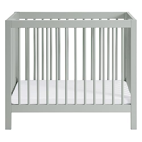 Oxford Baby Essentials Island Mini 4-in-1 Convertible Crib with Round Spindles, Gray, GreenGuard Gold Certified