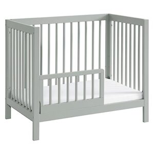 Oxford Baby Essentials Island Mini 4-in-1 Convertible Crib with Round Spindles, Gray, GreenGuard Gold Certified