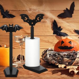 Sliner 3 Pcs Halloween Bat Paper Towel Holder Gothic Paper Towel Holder with Coffin Base Gothic Home Decor for Spooky Rustic Halloween Bat Decor for Home Toilet Kitchen