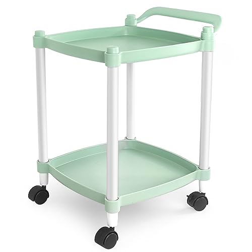 Storage Cart on Wheels Rolling Utility Cart with Wheels, Side Table End Bedside Table with Wheels Green