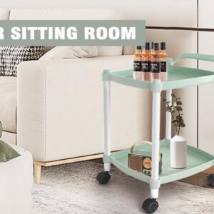 Storage Cart on Wheels Rolling Utility Cart with Wheels, Side Table End Bedside Table with Wheels Green