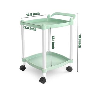 Storage Cart on Wheels Rolling Utility Cart with Wheels, Side Table End Bedside Table with Wheels Green