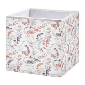 kigai vintage flower leaves cube storage bins - 11x11x11 in large foldable storage basket fabric storage baskes organizer for toys, books, shelves, closet, home decor