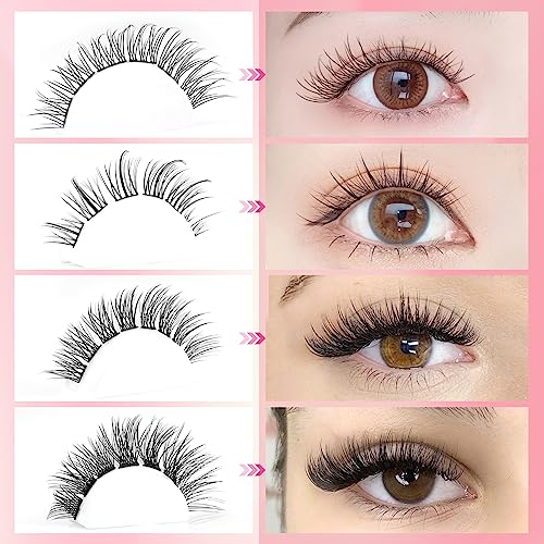 DIY Lash Extension Kit, 384pcs Lash Clusters Kit DIY Eyelashes Kit with Lashes Bond and Seal, Lash Kit for Lash Extension Beginners Self Application at Home Cluster Lash Book (4 Styles Mixed)