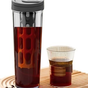 34oz Cold Brew Coffee Maker with Mesh Filter, Portable Cold Brew Cup for Tea Coffee (Black)