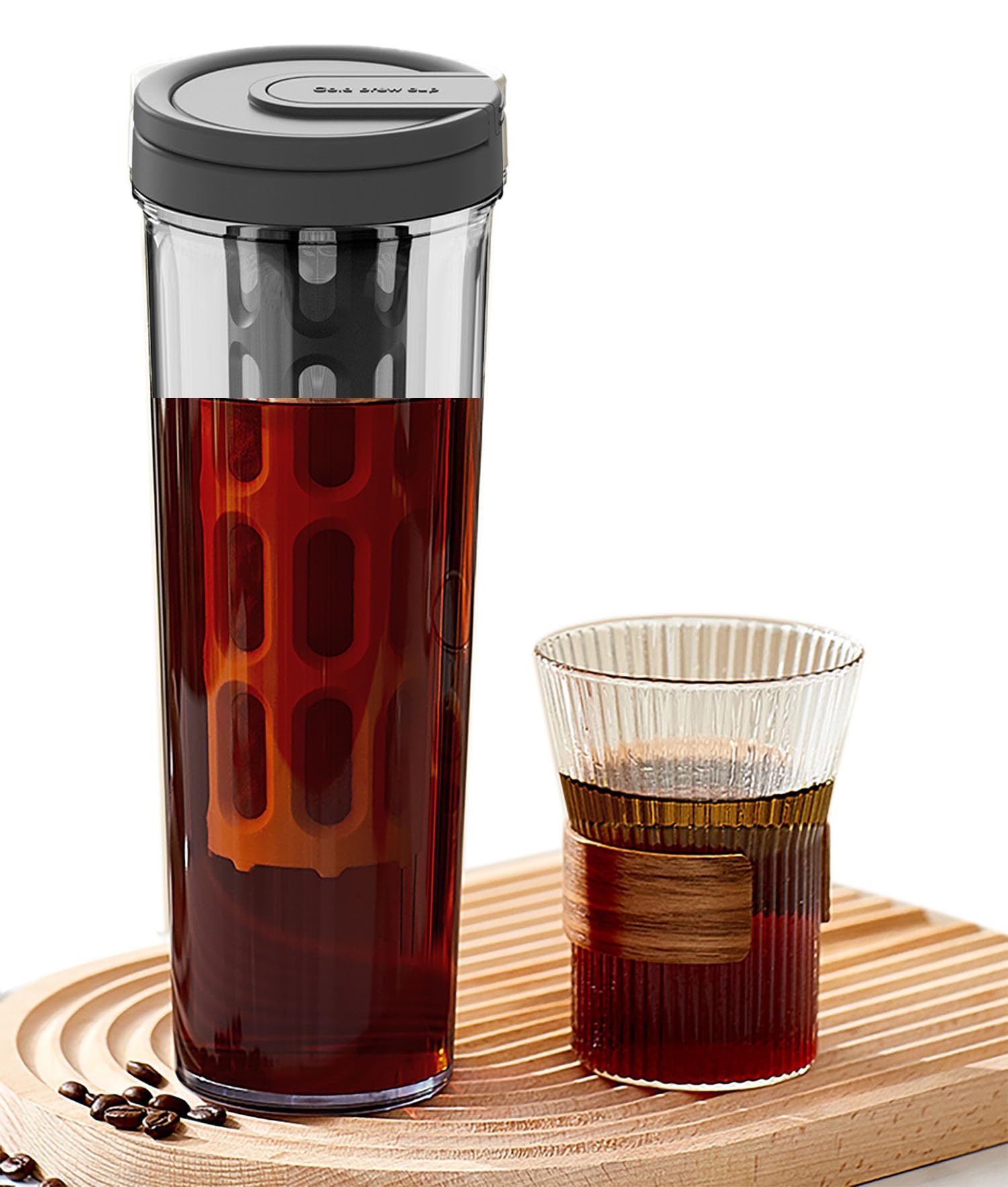 34oz Cold Brew Coffee Maker with Mesh Filter, Portable Cold Brew Cup for Tea Coffee (Black)