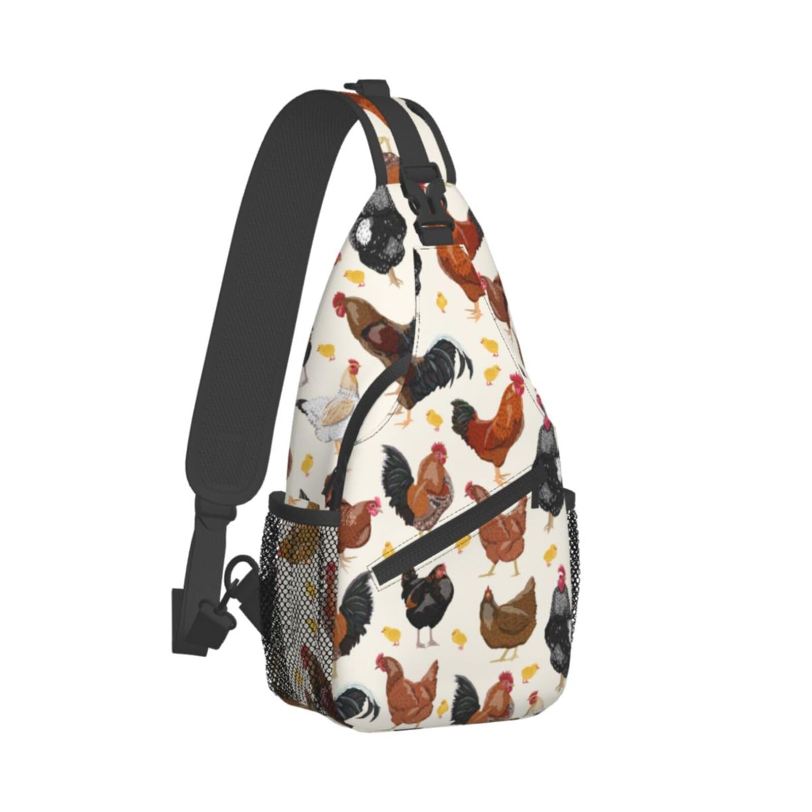 Rooster Chicken Fun Animal Sling Bag For Women Men Travel Hiking Backpack Crossbody Shoulder Chest Bags Casual Daypack Sport