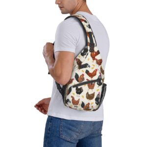 Rooster Chicken Fun Animal Sling Bag For Women Men Travel Hiking Backpack Crossbody Shoulder Chest Bags Casual Daypack Sport