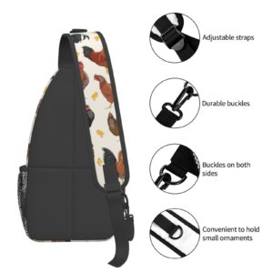 Rooster Chicken Fun Animal Sling Bag For Women Men Travel Hiking Backpack Crossbody Shoulder Chest Bags Casual Daypack Sport