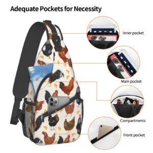 Rooster Chicken Fun Animal Sling Bag For Women Men Travel Hiking Backpack Crossbody Shoulder Chest Bags Casual Daypack Sport