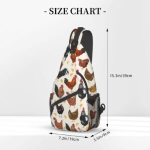 Rooster Chicken Fun Animal Sling Bag For Women Men Travel Hiking Backpack Crossbody Shoulder Chest Bags Casual Daypack Sport