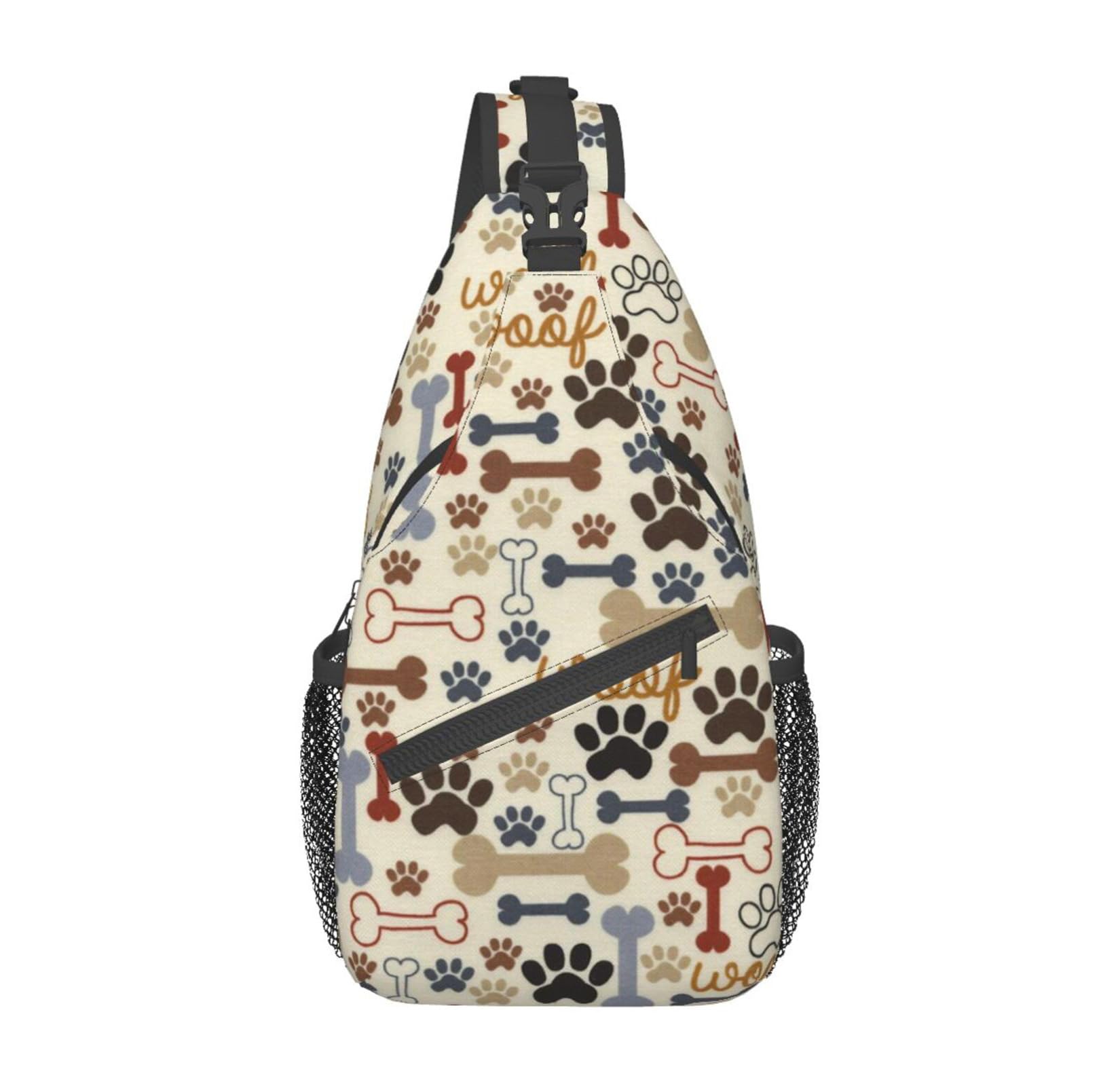 VOOHDDY Dog Bones Paw Fun Sling Bag For Women Men Travel Hiking Backpack Crossbody Shoulder Chest Bags Casual Daypack Sport