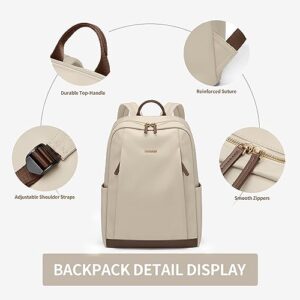 GOLF QUALITY Women Laptop Backpack Stylish College Work Bag Travel Business Backpacks Fits 14 Inch Notebook (Apricot)