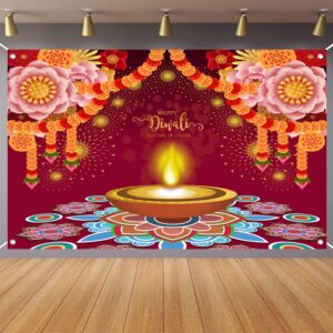 happy diwali backdrop banner festival of lights diwali decorations party supplies, deepavali background banner for photo backdrop