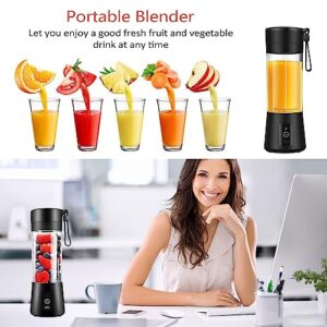 Portable Blender, Blender for Shakes and Smoothies, Personal Blender, Mini Shakes Juicer Cup 380ml USB Rechargeable with 6 Stainless Steel Blades for Kitchen,Sport and Travel, Black