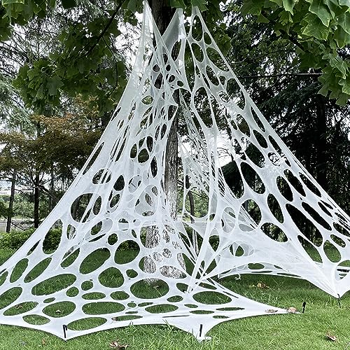 DULEFUN Halloween Spider Web Decorations 13.5ft Giant Stretchy Beef Netting Spider Web for Halloween Outdoor Indoor Yard Party Haunted House Garden Lawn Decor