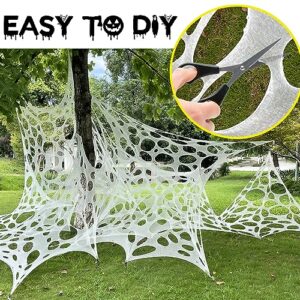 DULEFUN Halloween Spider Web Decorations 13.5ft Giant Stretchy Beef Netting Spider Web for Halloween Outdoor Indoor Yard Party Haunted House Garden Lawn Decor