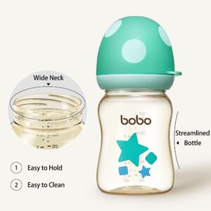 YOHKOH PPSU Baby Bottle Wide Neck, Newborn Anti-Colic Baby Bottle with Natural Response Nipple, Streamlined Body, Easy to Clean (5.4oz (Pack of 4), Blue)