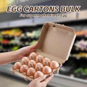 Zhanmai 100 Pack Egg Carton Bulk 12 Chicken Egg Carton Adorable Printed Design Farm Fresh Duck Egg Crate with 3 x 4 Holds Recycled Paper Cardboard Sturdy Reusable Egg Box Holder (Classic Style)