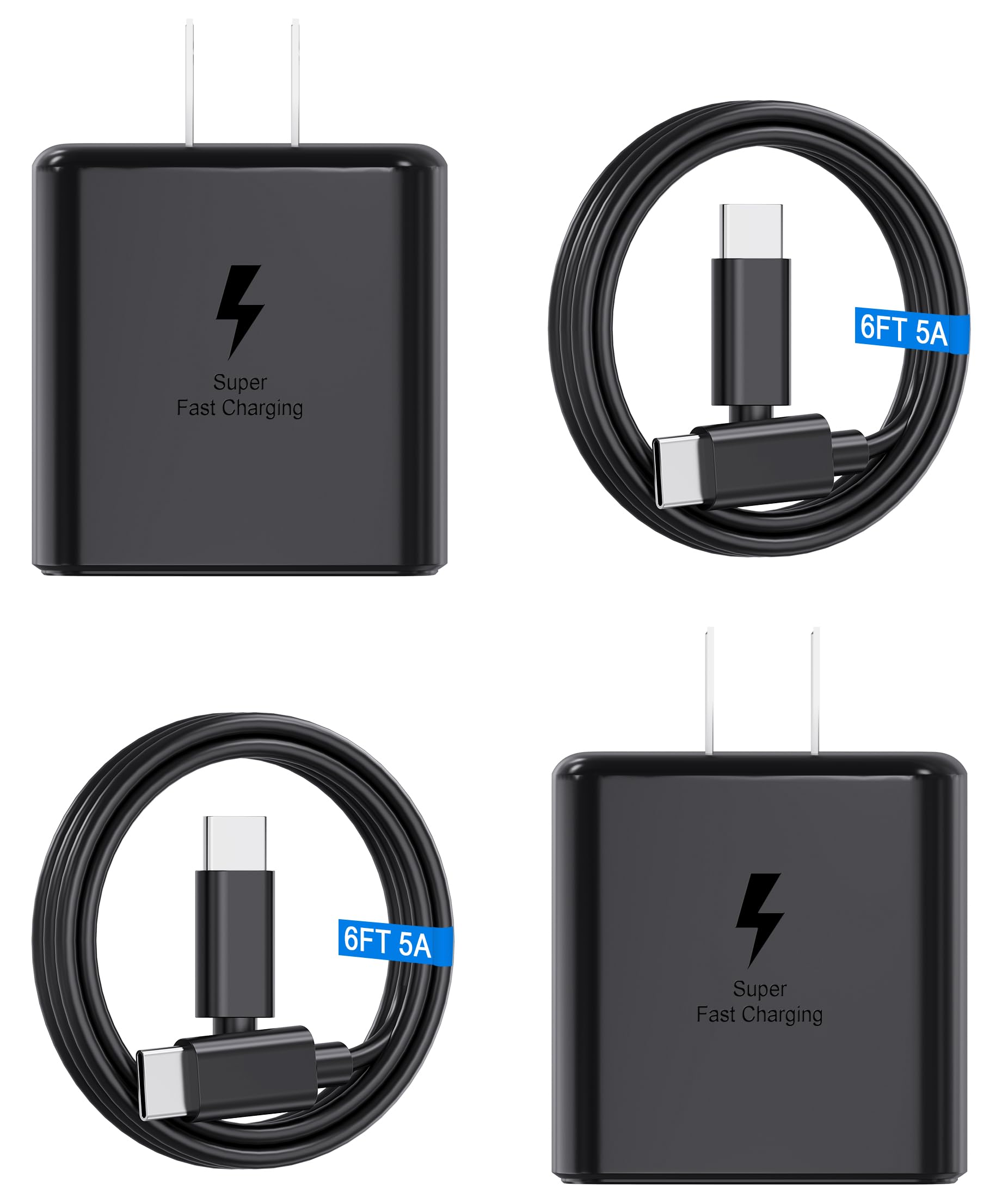 [2 Pack] 45W Samsung Super Fast Charger USB Type C for Samsung Galaxy S24 Ultra Charger S23 ultra/S24/S23/S22 Ultra/S22/Z Fold 5 4/Z Flip 5 4/Note 20/10/Galaxy Tab S9/S8+, PD/PPS 3.0