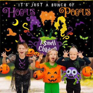 Large 71" X 43" Hocus Pocus Backdrop Decorations for Halloween Party Background Witch Sisters Backdrop, It's Just A Bunch of Hocus Pocus Banner for Hocus Pocus Halloween Decorations