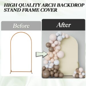 CIPAZEE Beige Arch Backdrop Cover - Beige Wedding Arch Cover Spandex Fitting Round Top Backdrop Arch Stand for Wedding Birthday Party Decoration(Beige,6.6x3.3FT)