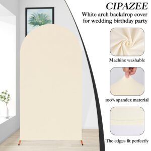 CIPAZEE Beige Arch Backdrop Cover - Beige Wedding Arch Cover Spandex Fitting Round Top Backdrop Arch Stand for Wedding Birthday Party Decoration(Beige,6.6x3.3FT)