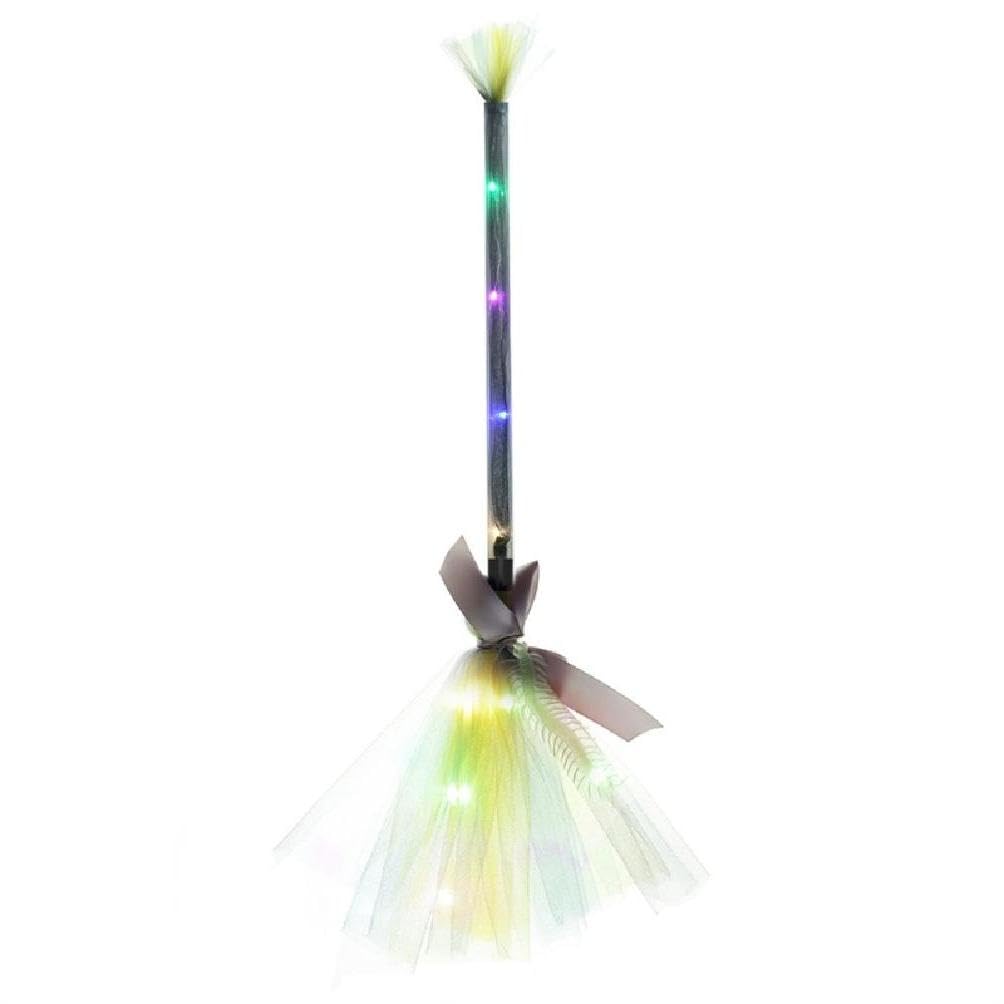 Beertoy Halloween Party Witch Broom with LED Lights Plastic Cosplay Broomsticks Props for Halloween Cosplay Costume Accessory Lighted Witch Broom