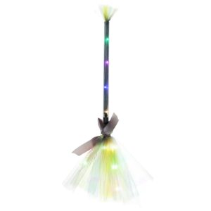 Beertoy Halloween Party Witch Broom with LED Lights Plastic Cosplay Broomsticks Props for Halloween Cosplay Costume Accessory Lighted Witch Broom