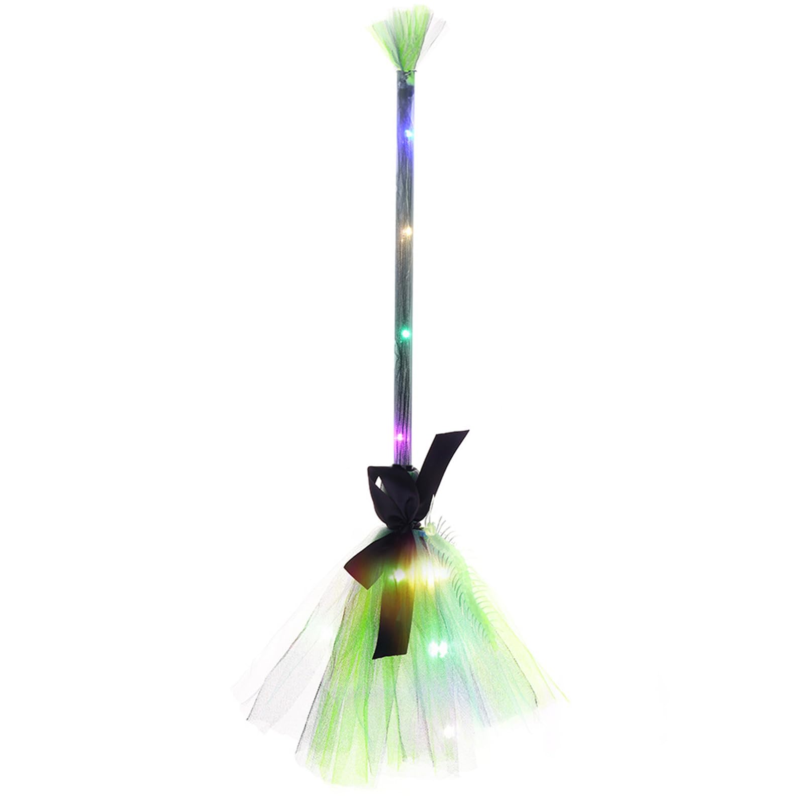 Beertoy Halloween Party Witch Broom with LED Lights Plastic Cosplay Broomsticks Props for Halloween Cosplay Costume Accessory Lighted Witch Broom