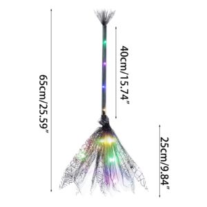 Beertoy Halloween Party Witch Broom with LED Lights Plastic Cosplay Broomsticks Props for Halloween Cosplay Costume Accessory Lighted Witch Broom