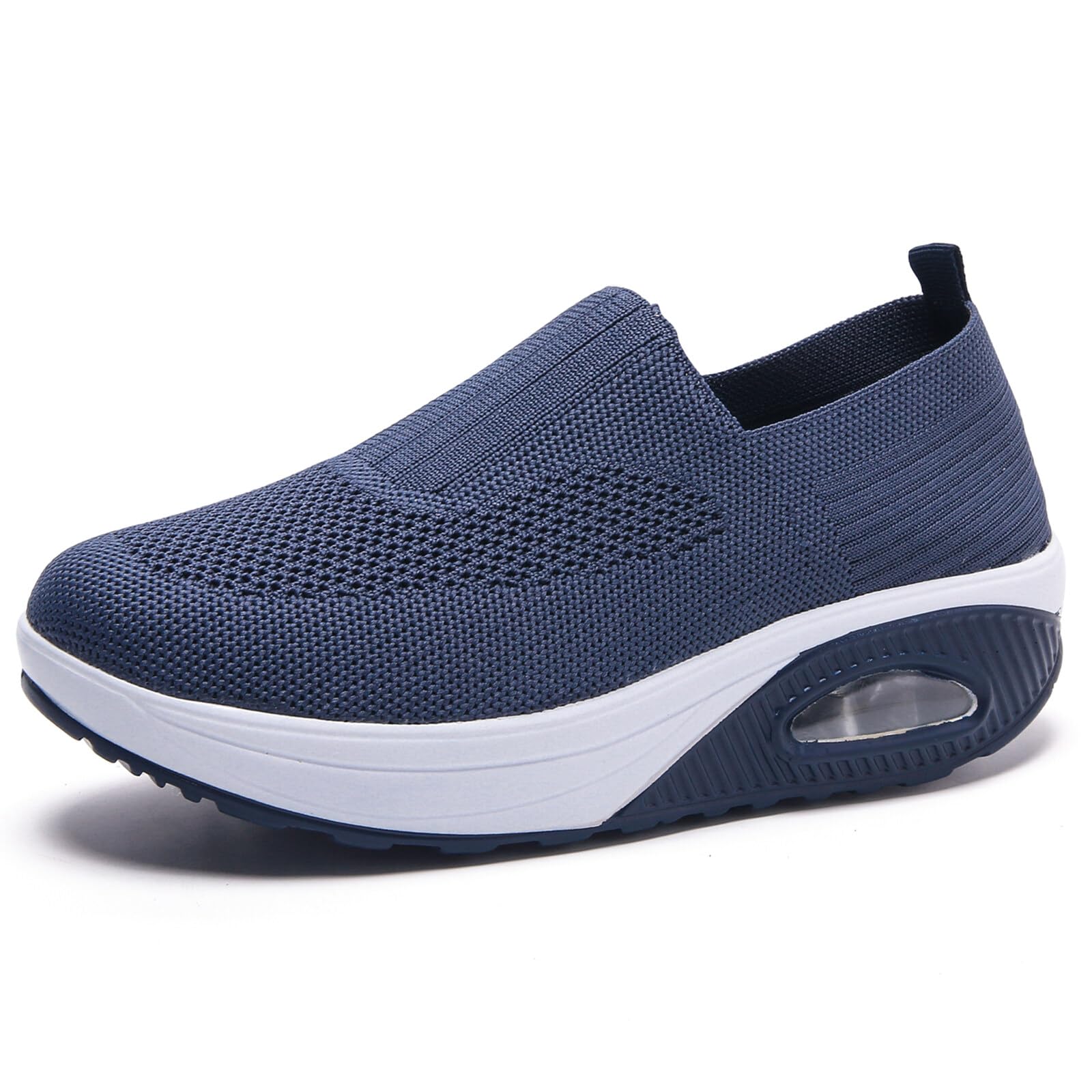 Women's Slip On Walking Shoes,Running Sneakers for Women with Air CushionUnybwonn Blue 6