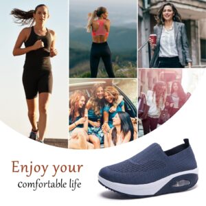 Women's Slip On Walking Shoes,Running Sneakers for Women with Air CushionUnybwonn Blue 6