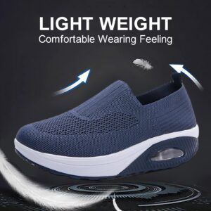 Women's Slip On Walking Shoes,Running Sneakers for Women with Air CushionUnybwonn Blue 6