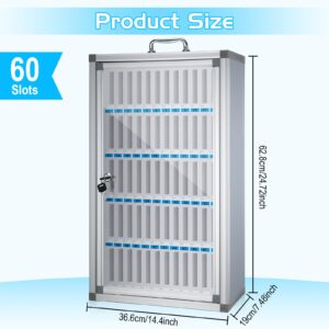 Amylove Cell Phone Locker Cabinet Aluminum Alloy Pocket Chart Storage Locker Box Cabinet Wall-Mounted Cell Phones Storage Cabinet Cell Phones Locker Box with Handle for Office Classroom Gym (60 Slots)