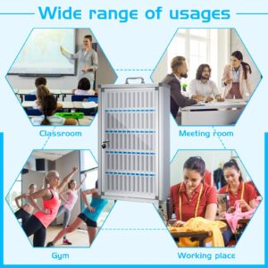 Amylove Cell Phone Locker Cabinet Aluminum Alloy Pocket Chart Storage Locker Box Cabinet Wall-Mounted Cell Phones Storage Cabinet Cell Phones Locker Box with Handle for Office Classroom Gym (60 Slots)