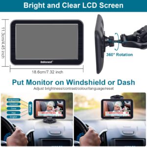 DoHonest Baby Car Camera 7-Inch: USB Plug and Play Easy Setup 360° Rotating Backseat Camera Two Kids HD 1080P Rear Facing Car Seat Camera Clear Night Vision -V9