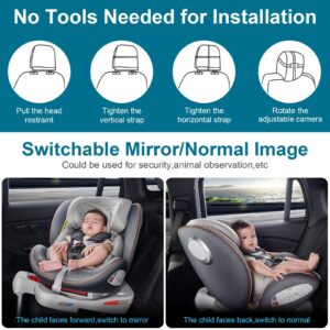 DoHonest Baby Car Camera 7-Inch: USB Plug and Play Easy Setup 360° Rotating Backseat Camera Two Kids HD 1080P Rear Facing Car Seat Camera Clear Night Vision -V9