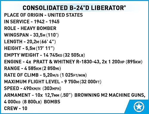 COBI Historical Collection WWII Consolidated B-24®D LIBERATOR® Plane Army Green, Large