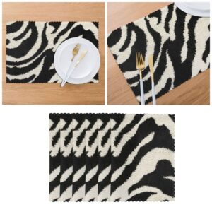 Zebra Animal Print Heat-Resistant Placemats Set of 6,Kitchen Restaurant Washable and Non Slip Tableware Mat 12x18 in