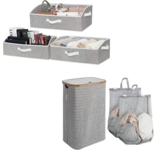 storageworks 3-pack foldable trapezoid storage bins with large laundry hamper