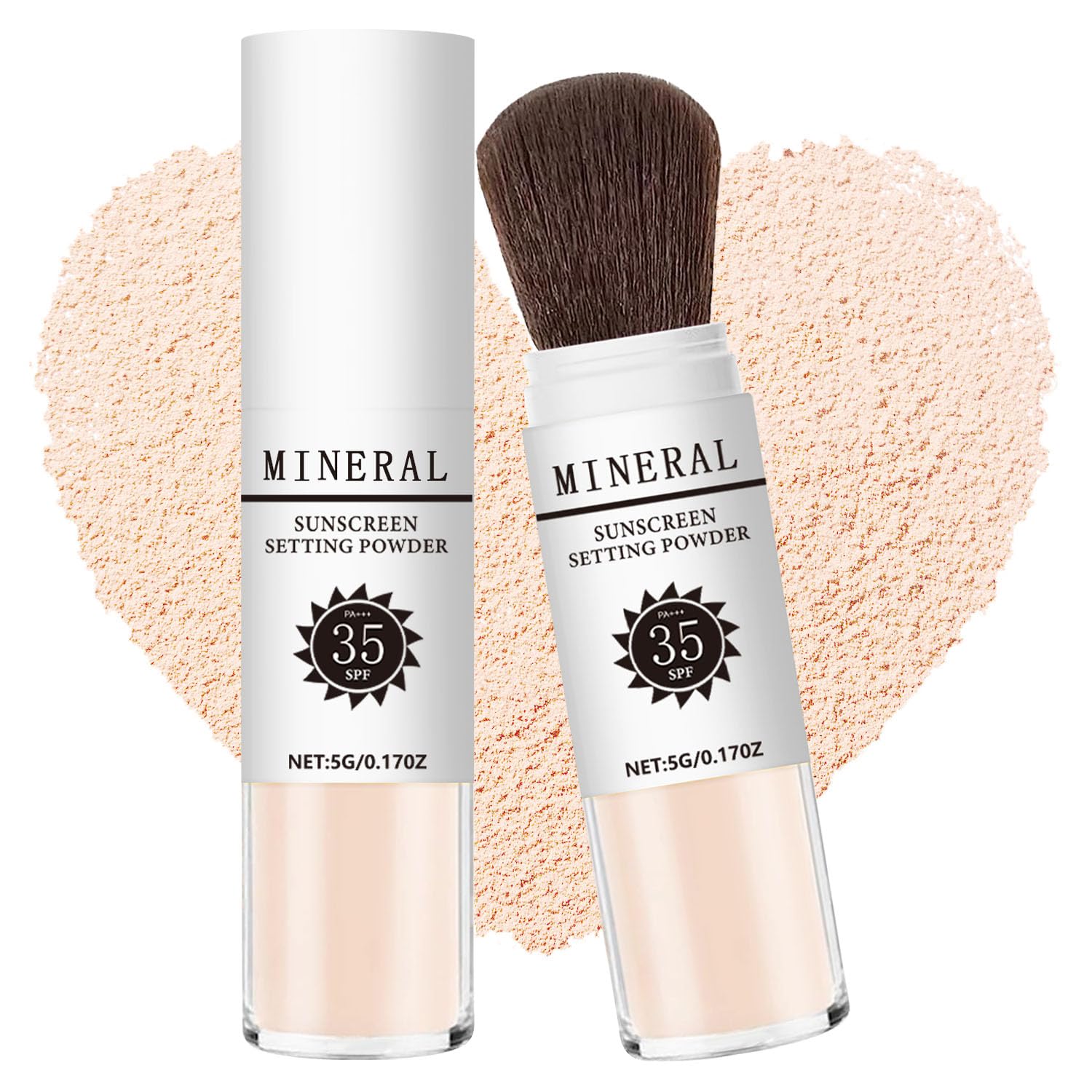 Sunscreen Setting Powder SPF 35, Mineral Brush Powder, Oil Control Natural Matte Finish Loose Powder Translucent Lasting Lightweight Breathable for All Skin (#01 Translucent)